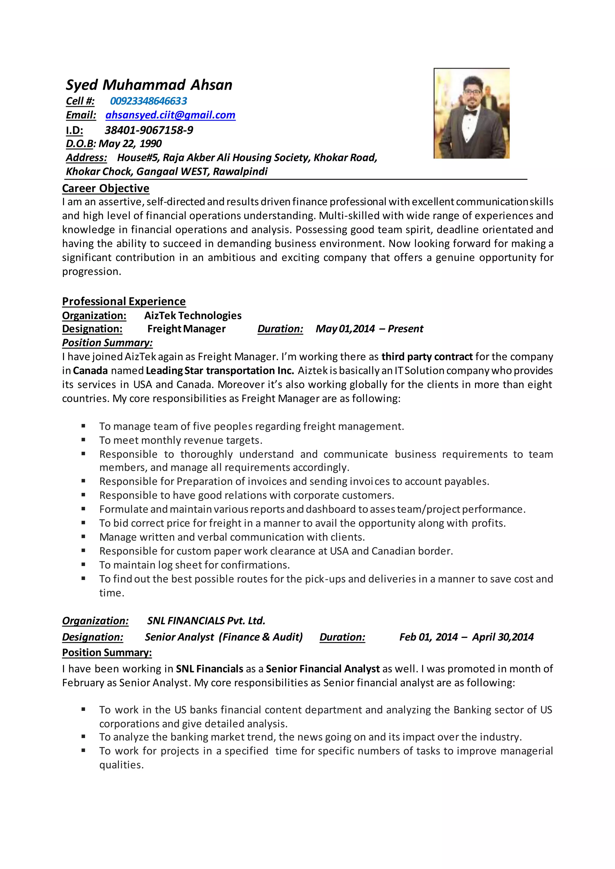 Muhammad Ahsan resume | PDF