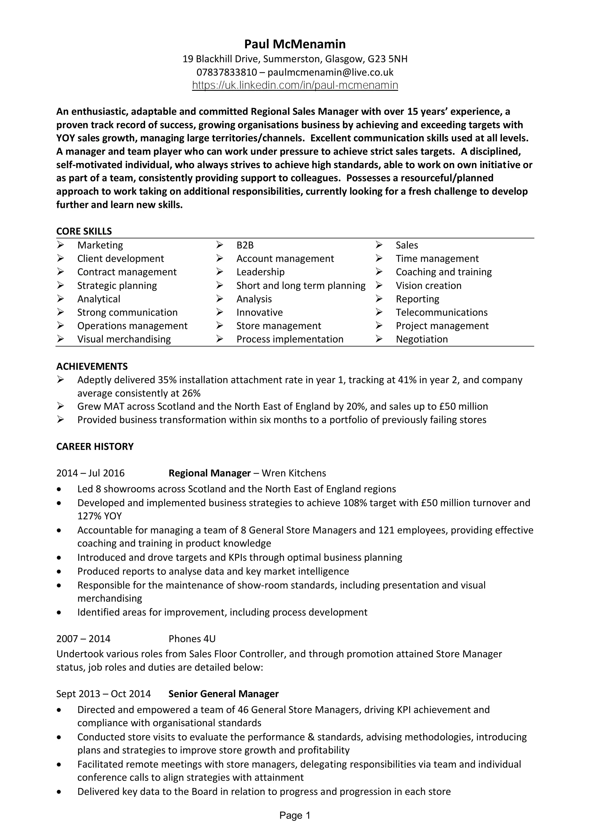 Paul McMenamin CV | PDF