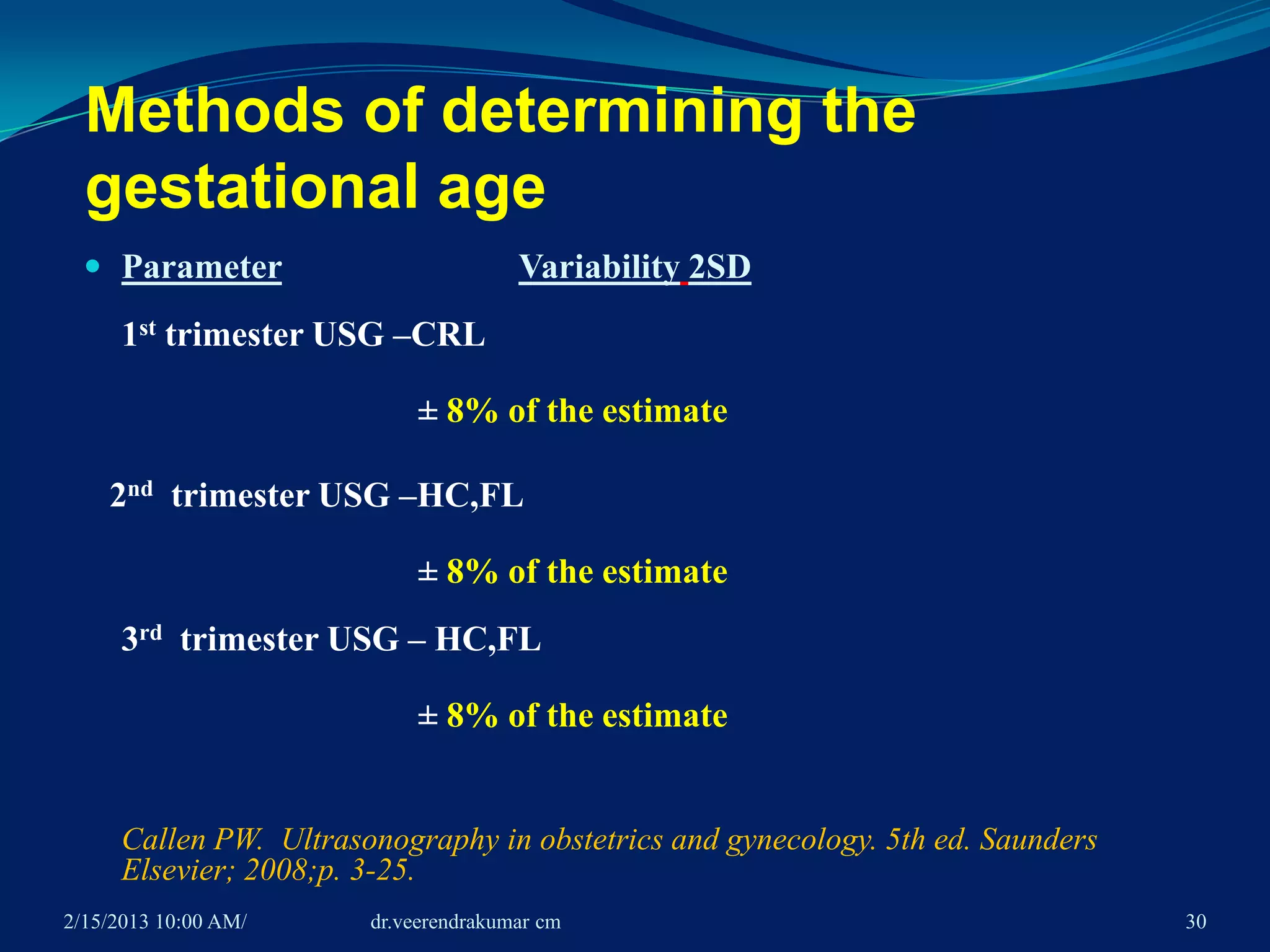 pregnancy dating, assessment gesational age | PPSX