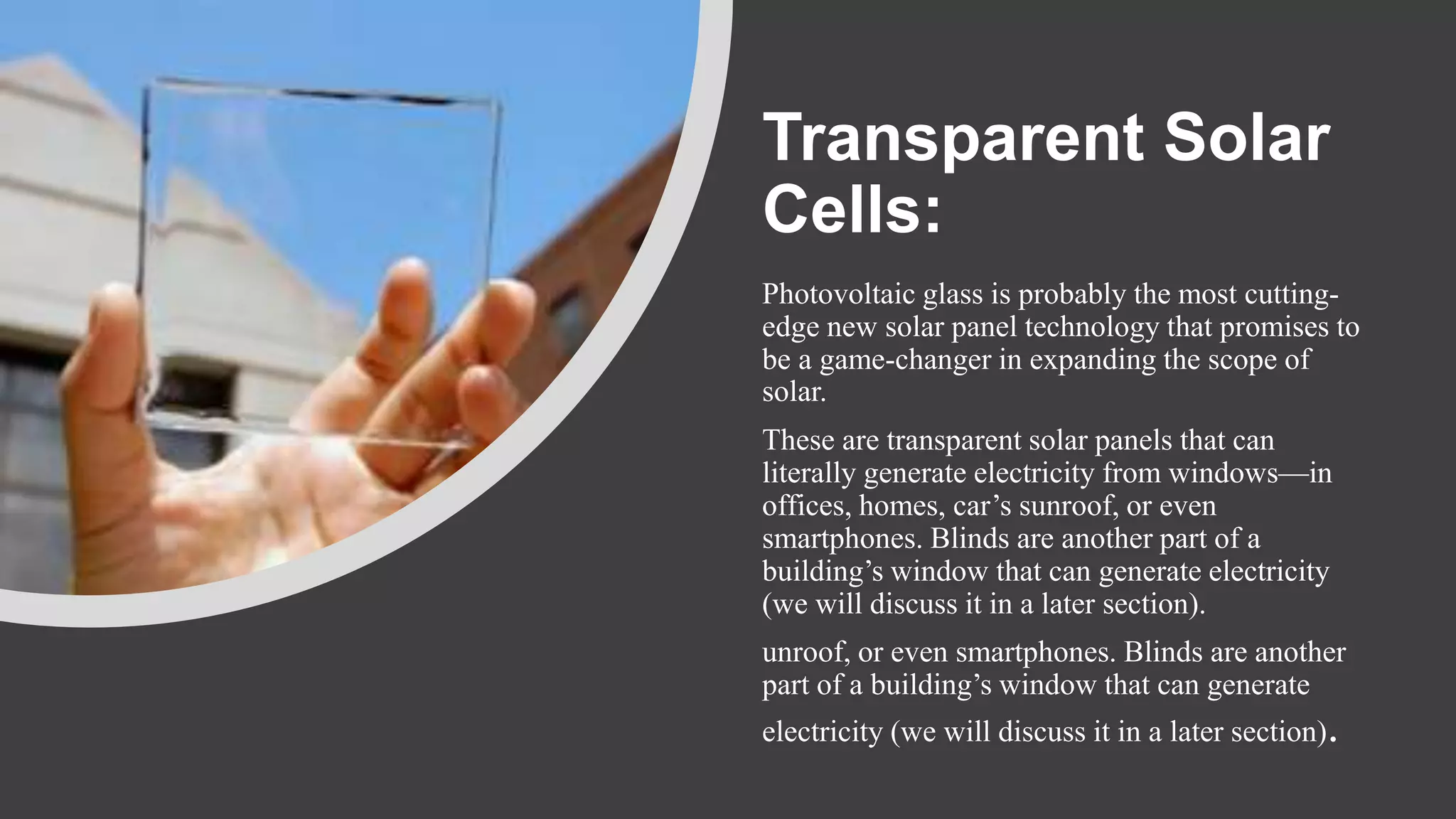 “Transparent Solar Cells: Future of Electricity” | PPTX