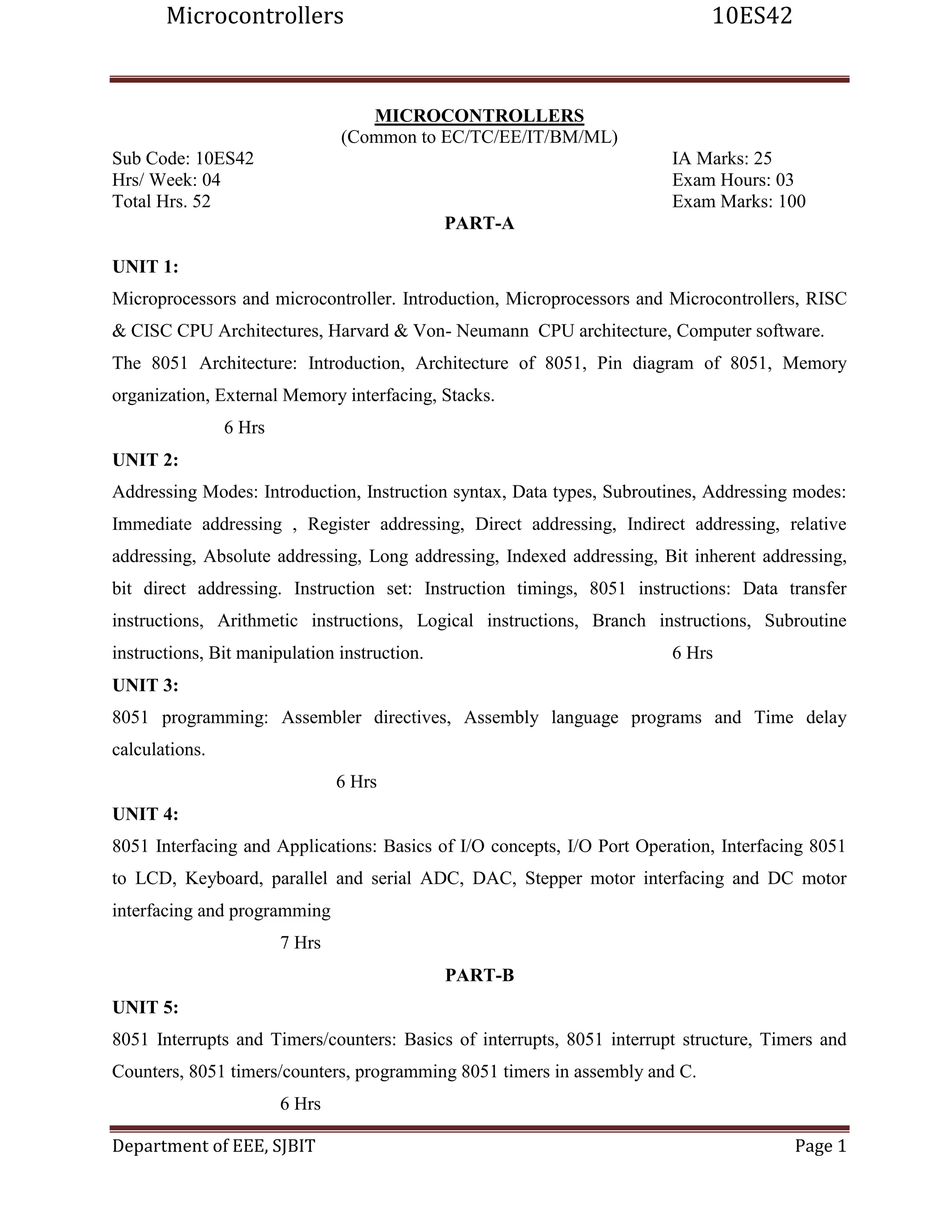 Eee iv-microcontrollers [10 es42]-notes | PDF