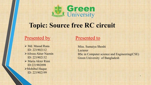 Source Free RC Circuit | PPTX | Physics | Science