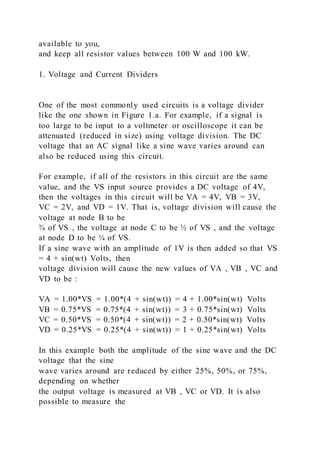 EEE 117L Network Analysis Laboratory Lab 1 1 | DOCX
