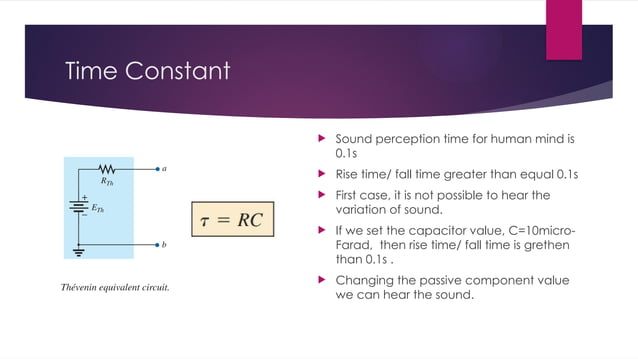 Transient Analysis and Design of RC Circuits for Buzzer Control Using Thévenin's Theorem | PPTX
