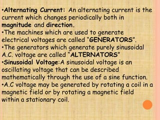 Generation of A.C. voltage | PPTX