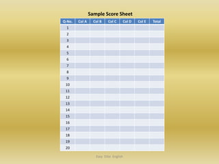 English Comprehension Skill & Quick Response Test Activity from Easy ...