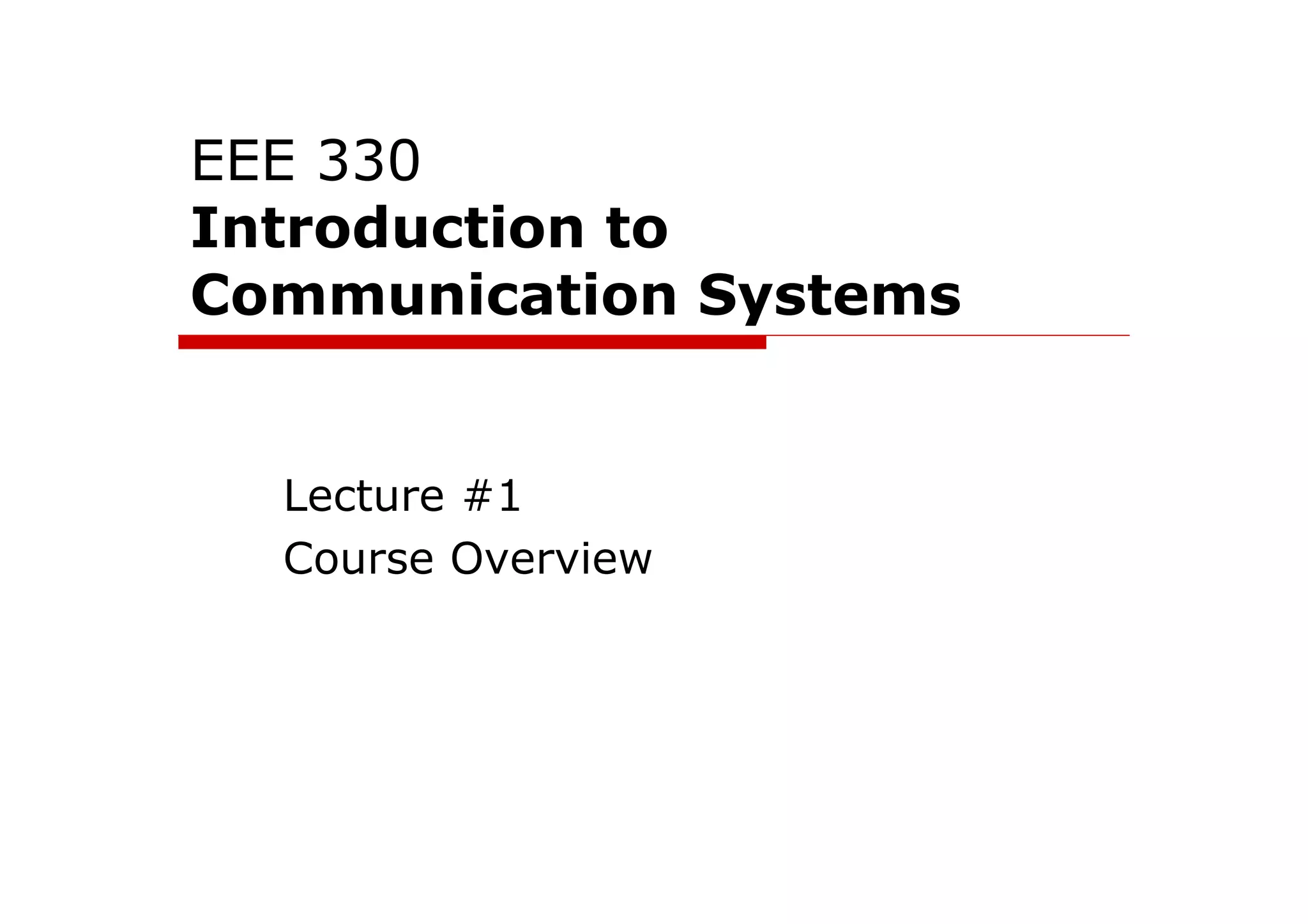 Introduction to Communication Systems 1 | PDF
