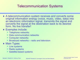Eee402 f special tut on telecoms basics | PPS