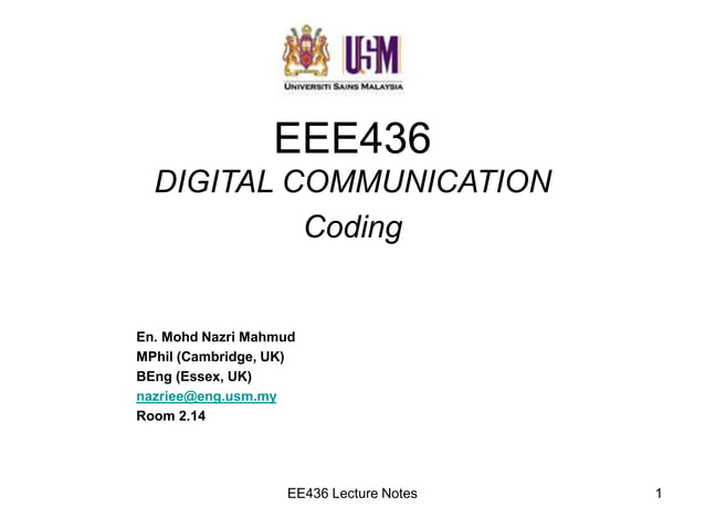 Digital Communication Coding Lectures Slidesppt