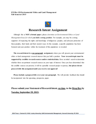 2015 ENVRE-120 Research Intent assignment | PDF