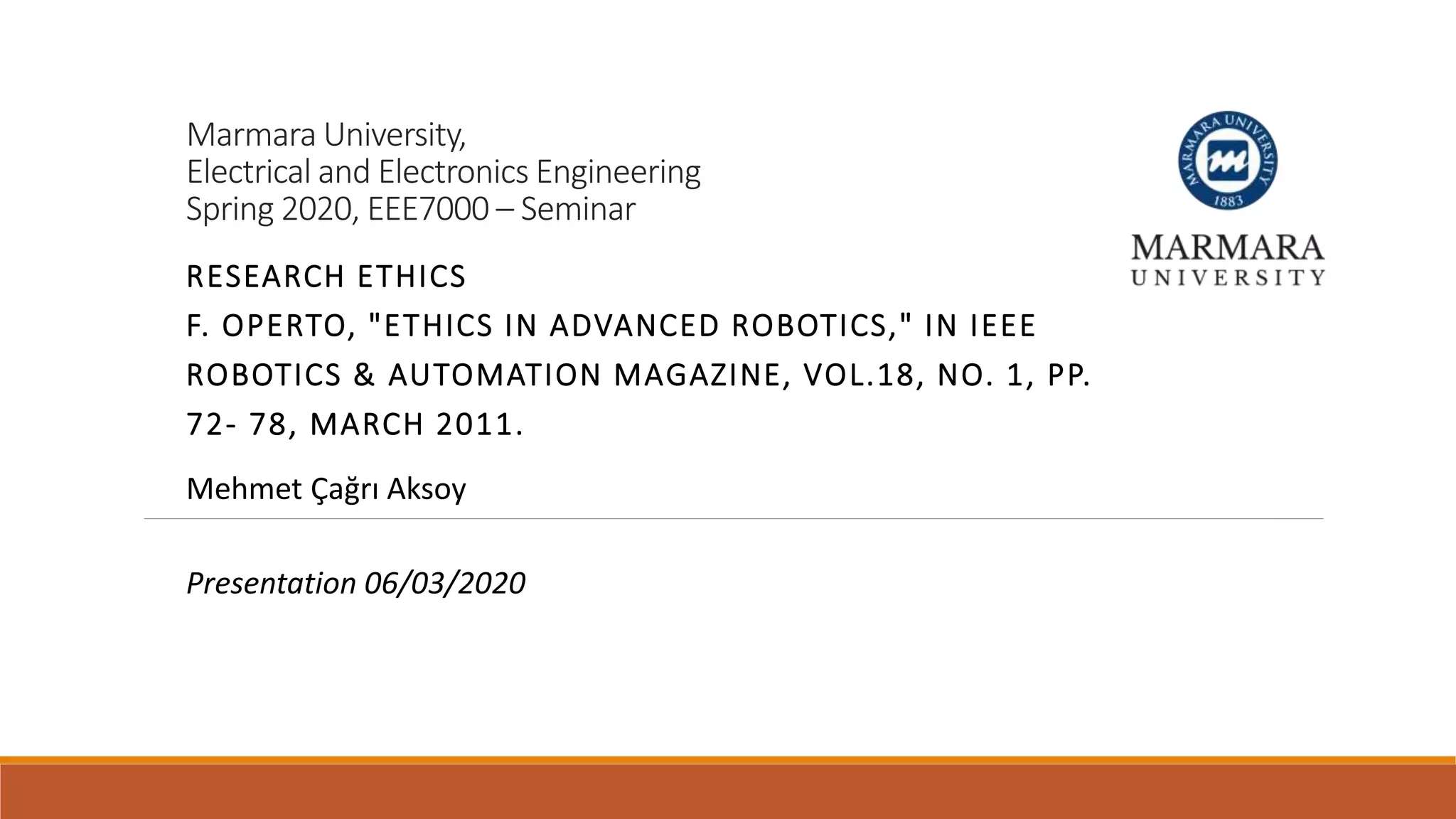 Ethics in Advanced Robotics Article Presentatio | PPTX