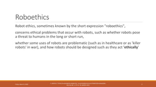 Ethics in Advanced Robotics Article Presentatio | PPTX
