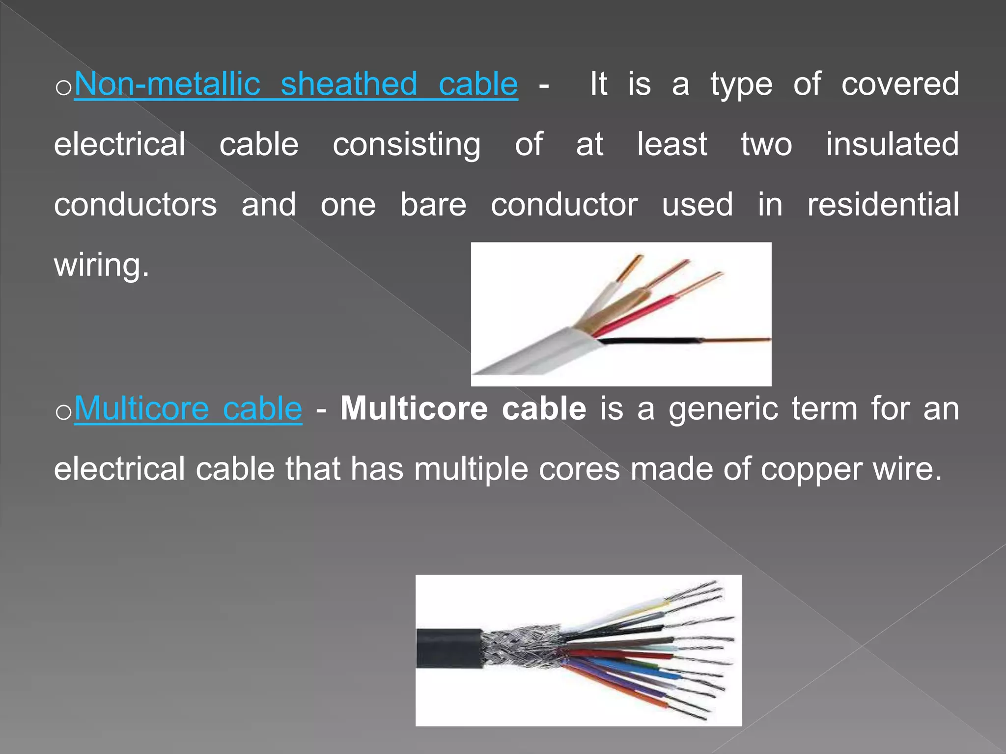 Electrical Wiring:Types of wires and Cables and the circuit control on ...