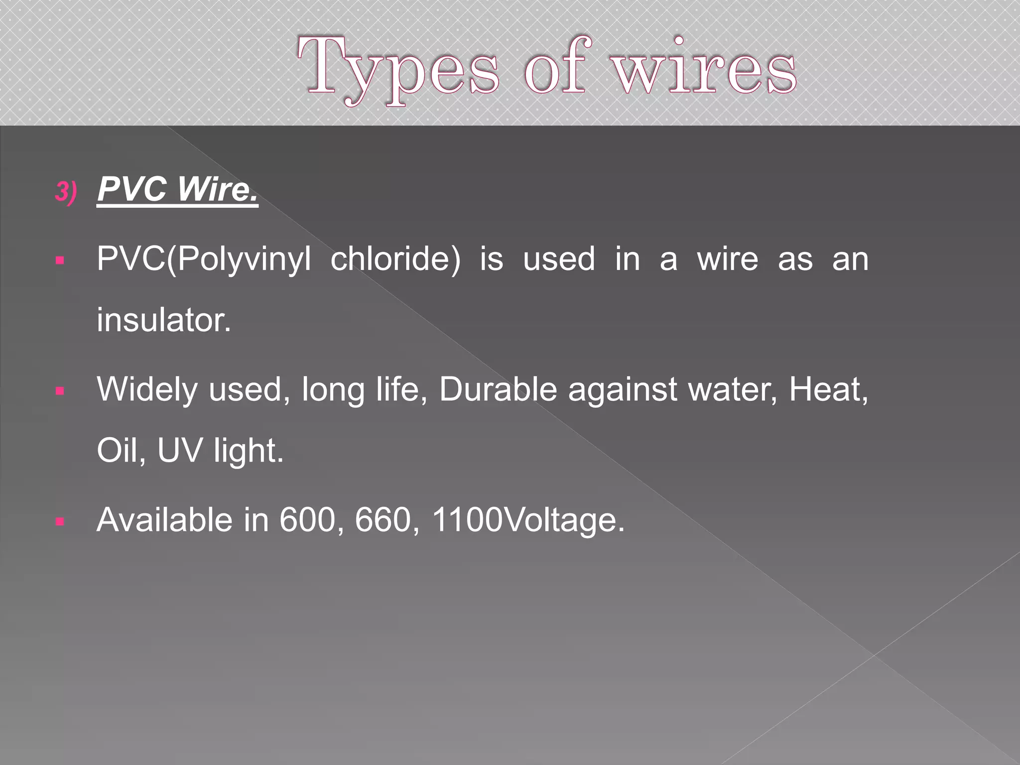 Electrical Wiring:Types of wires and Cables and the circuit control on ...