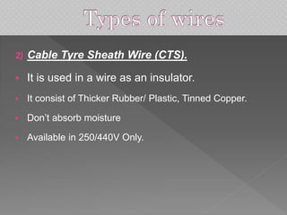 Electrical Wiring:Types of wires and Cables and the circuit control on ...