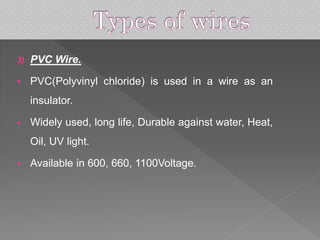 Electrical Wiring:Types of wires and Cables and the circuit control on ...