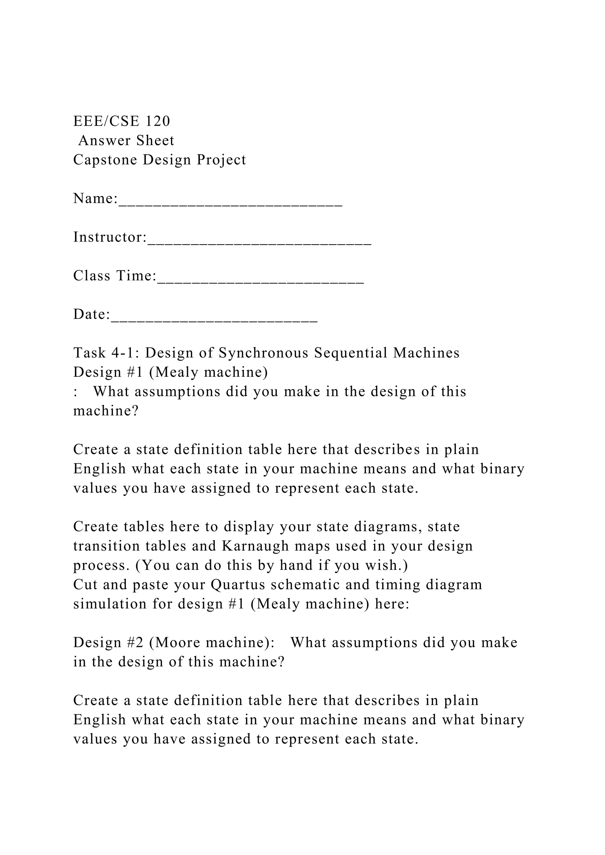 EEECSE 120 Answer SheetCapstone Design Project .docx