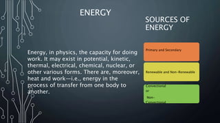 Introduction To Energy And its sources | PPTX