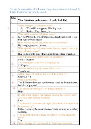 electrical and electronics lab viva questions | PDF