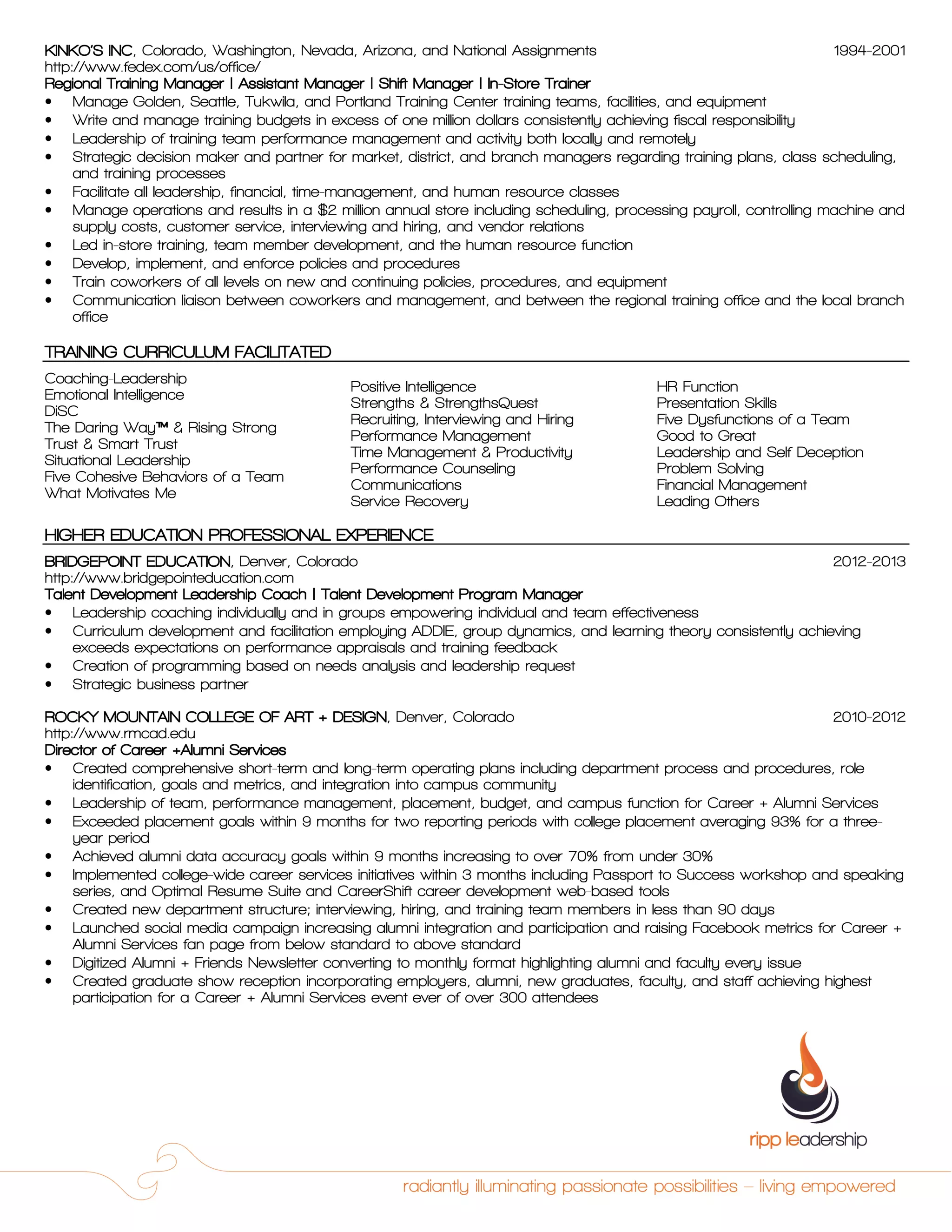 Mara B Vernon CPCC PCC CDWF Resume | PDF