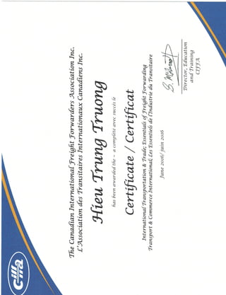 CIFFA Certificate | PDF