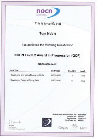 NOCN lvl 2 Progression (QCF) | PDF