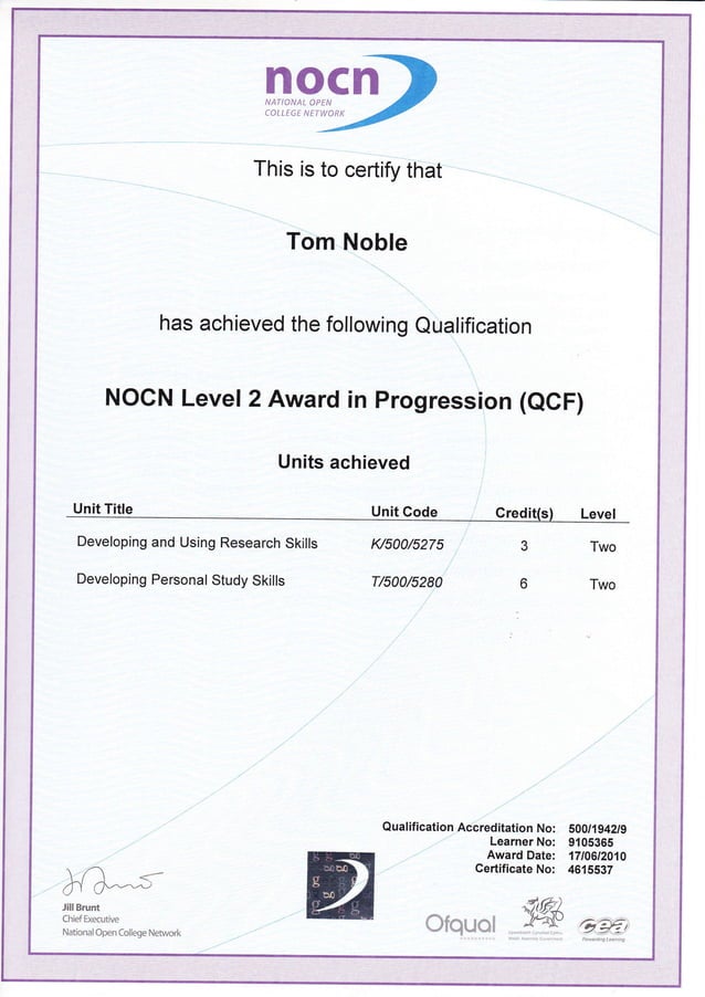 NOCN lvl 2 Progression (QCF) | PDF
