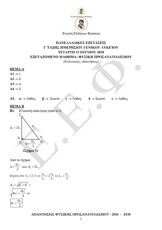 Λύσεις φυσικής - πανελλαδικές 2018 | PDF