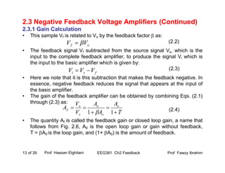 Eeg381 electronics iii chapter 2 - feedback amplifiers | PDF