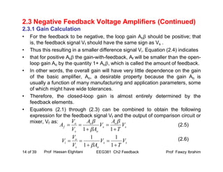 Eeg381 electronics iii chapter 2 - feedback amplifiers | PDF