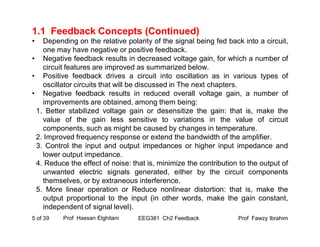 Eeg381 electronics iii chapter 2 - feedback amplifiers | PDF