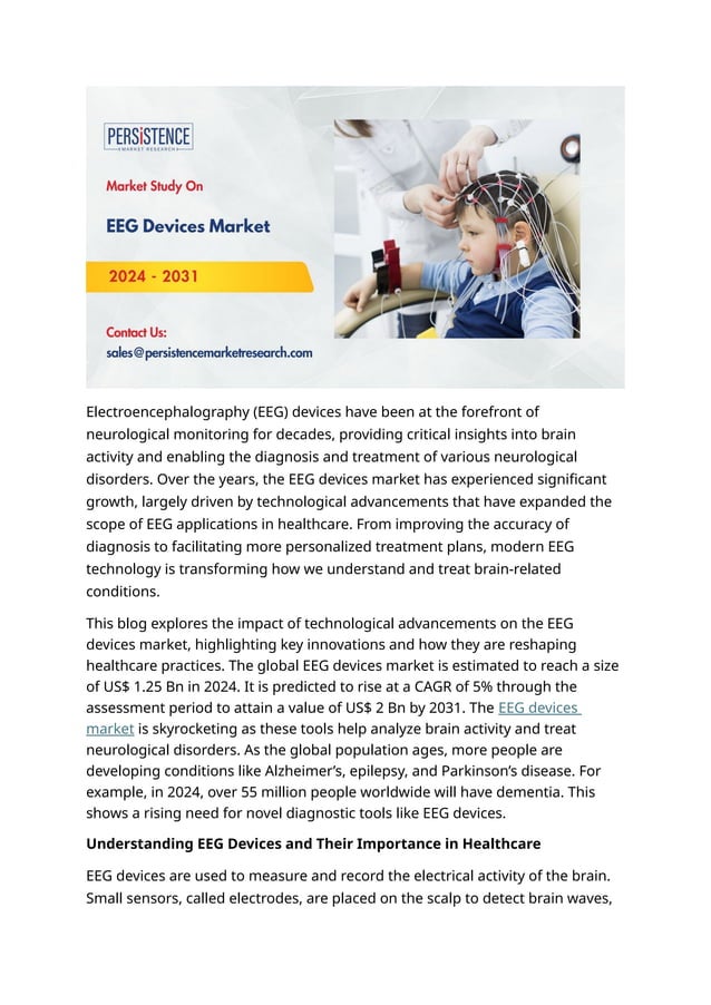 EEG Devices Market: The Intersection of AI and Brainwave Monitoring | PDF