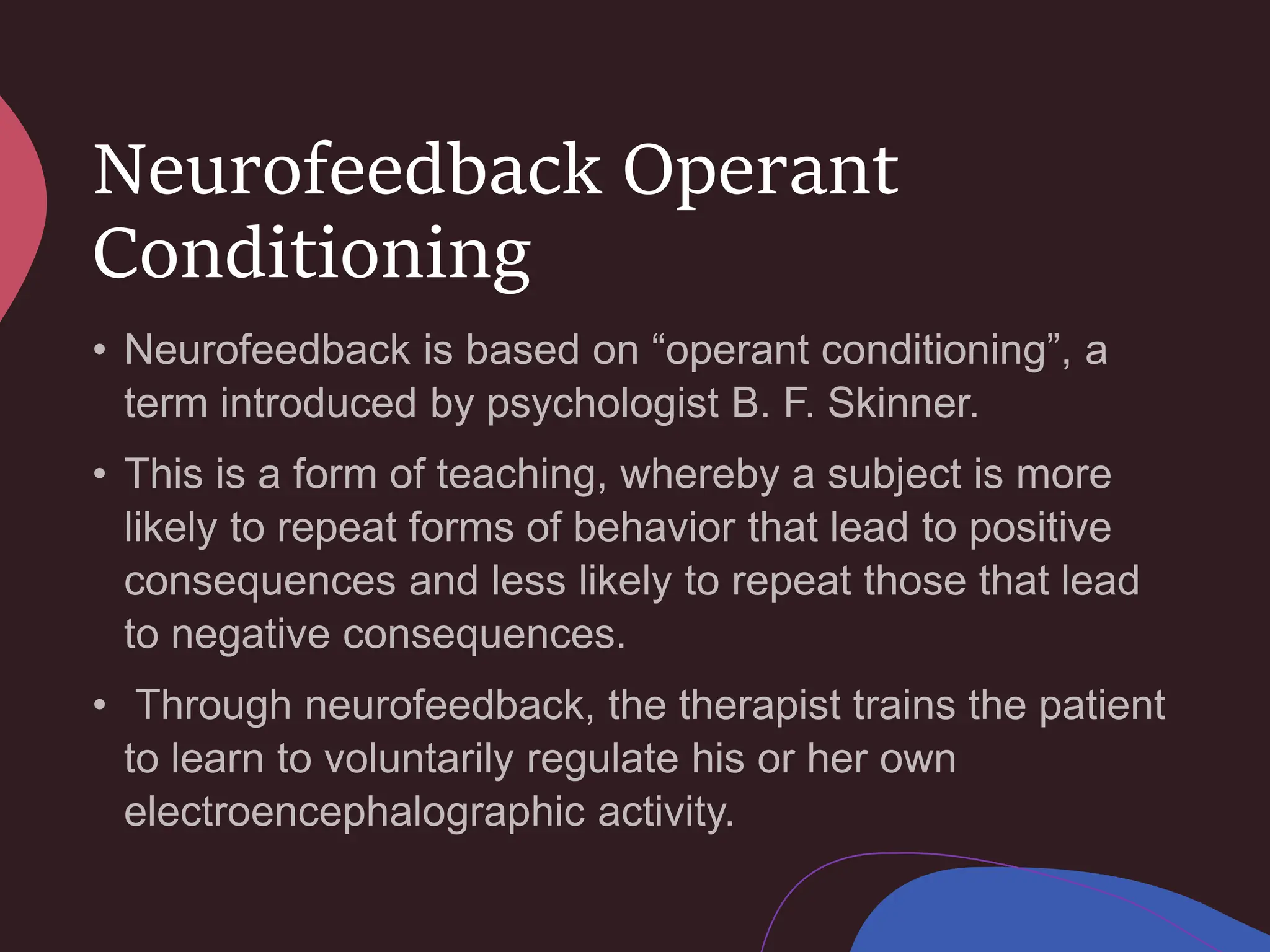 EEG signal processing and application to Neurofeedback : Operant ...