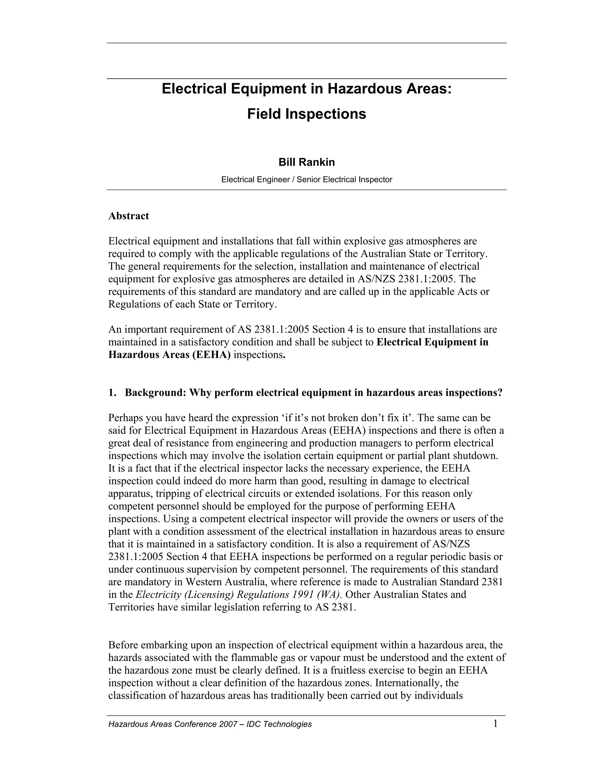 EEHA - Electrical Equipment in Hazardous areas | PDF