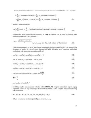 Development of Improved Diode Clamped Multilevel Inverter Using Optimized Selective Harmonic ...