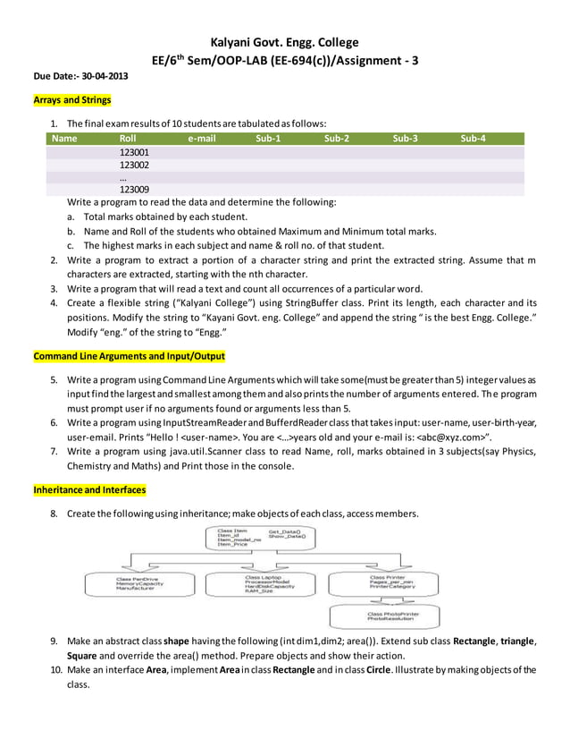 Ee java lab assignment 3 | DOCX | Programming Languages | Computing