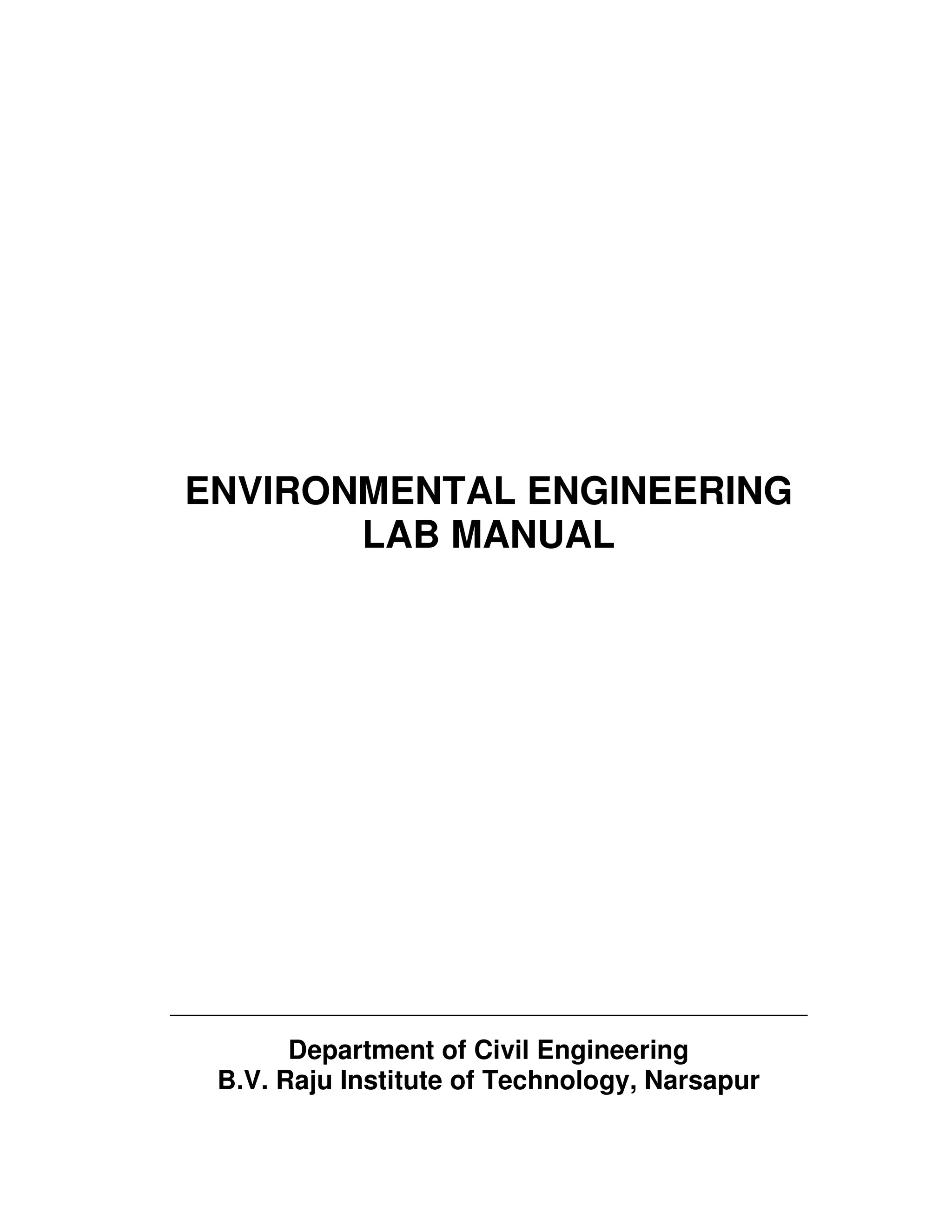 Environmental Engineering Lab Manual | PDF