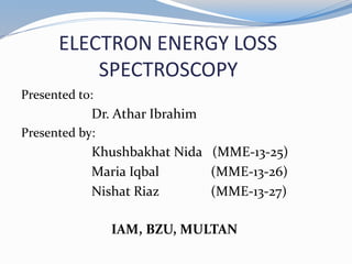 ELECTRON ENERGY LOSE SPECTROSCOPY (EELS) | PPTX