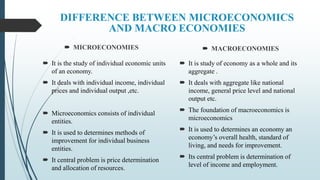 DIFFERENCE BETWEEN MACRO AND MICRO ECONOMICS | PPTX | Economy | Business and Finance