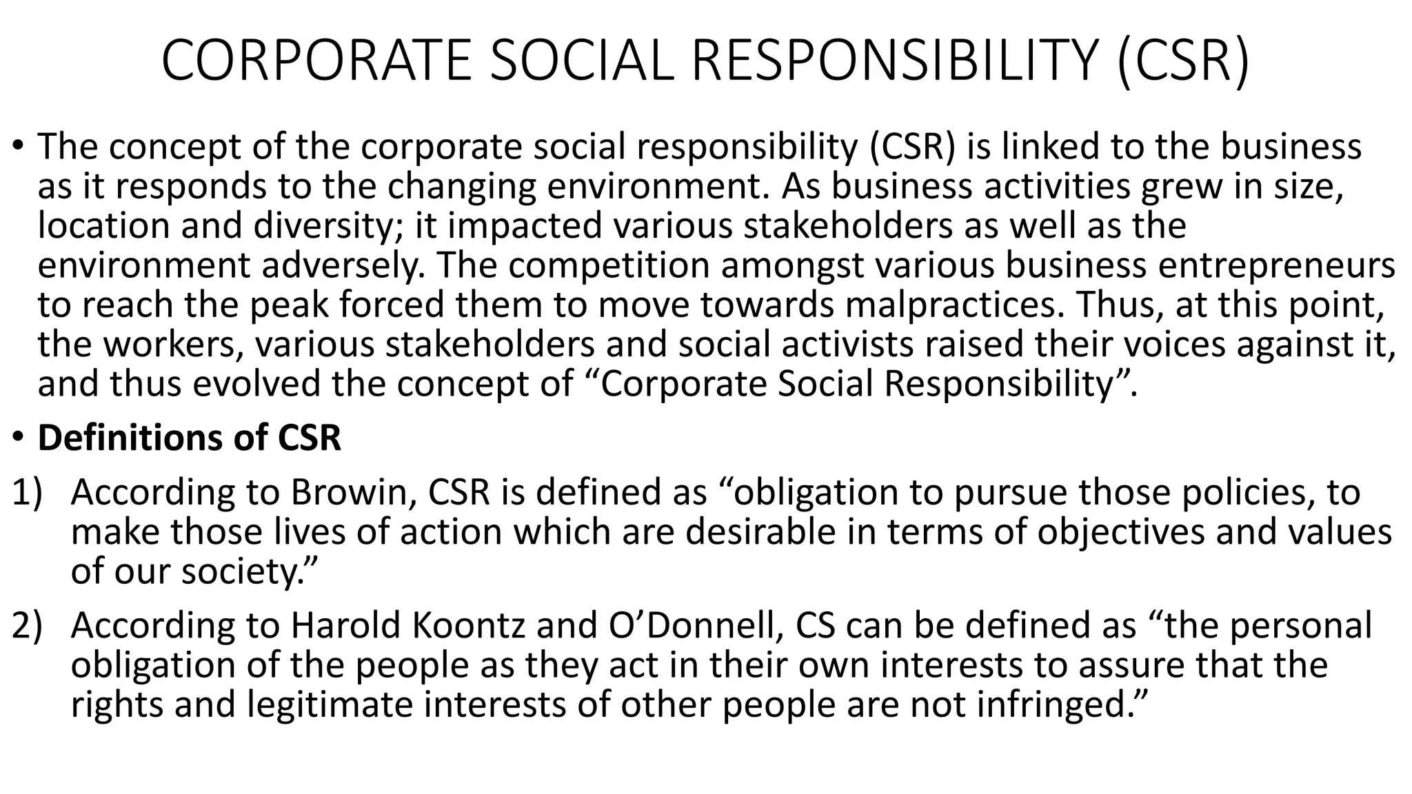 Corporate Social Responsibility and Business Ethics | PPT