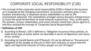 Corporate Social Responsibility and Business Ethics | PPTX