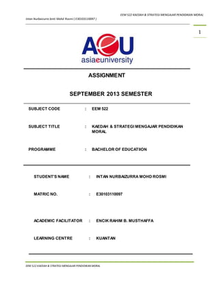 Eem 522 kaedah startegi mengajar moral | PDF