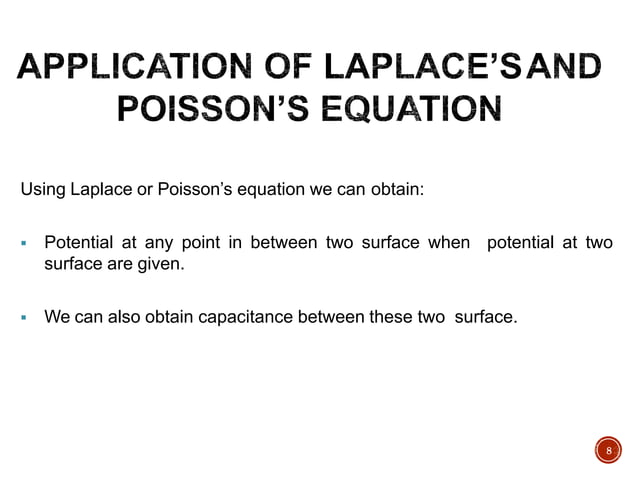 ELECTROMAGNETICS: Laplace’s and poisson’s equation | PPTX