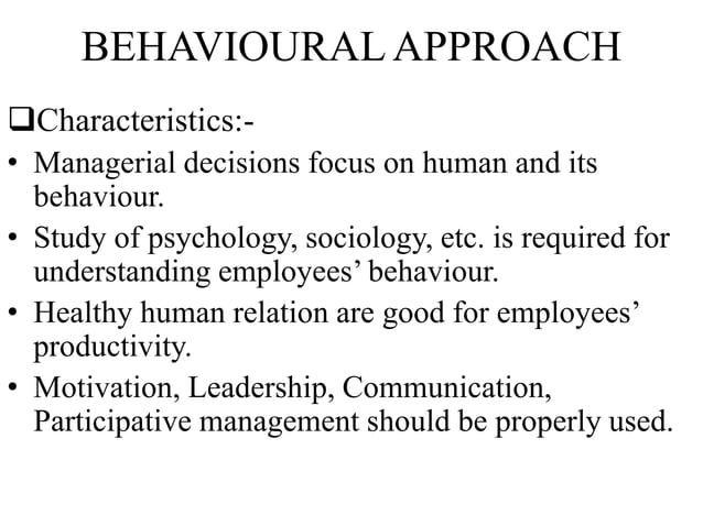 Maslow's hierarchy of Needs theory & Behavioural approach. | PPTX ...
