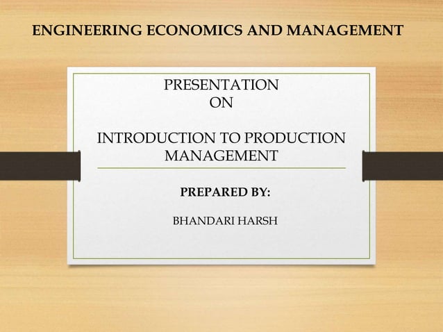 Introduction to Production management | PPT