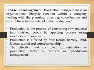 Introduction to Production management | PPT