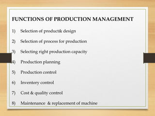Introduction to Production management | PPT