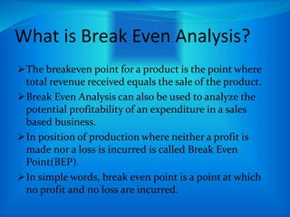 What is Break Even Analysis. | PPTX | Business Accounting & Finance ...