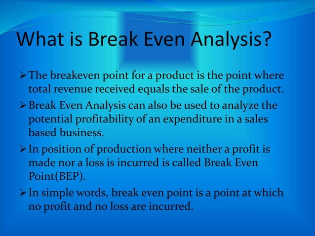What is Break Even Analysis. | PPTX | Business Accounting & Finance ...