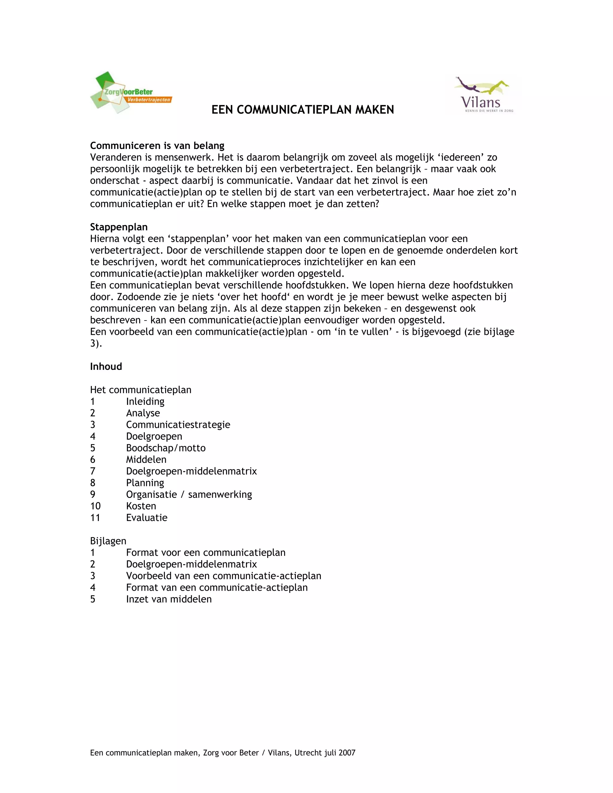 Een communicatieplan maken | PDF